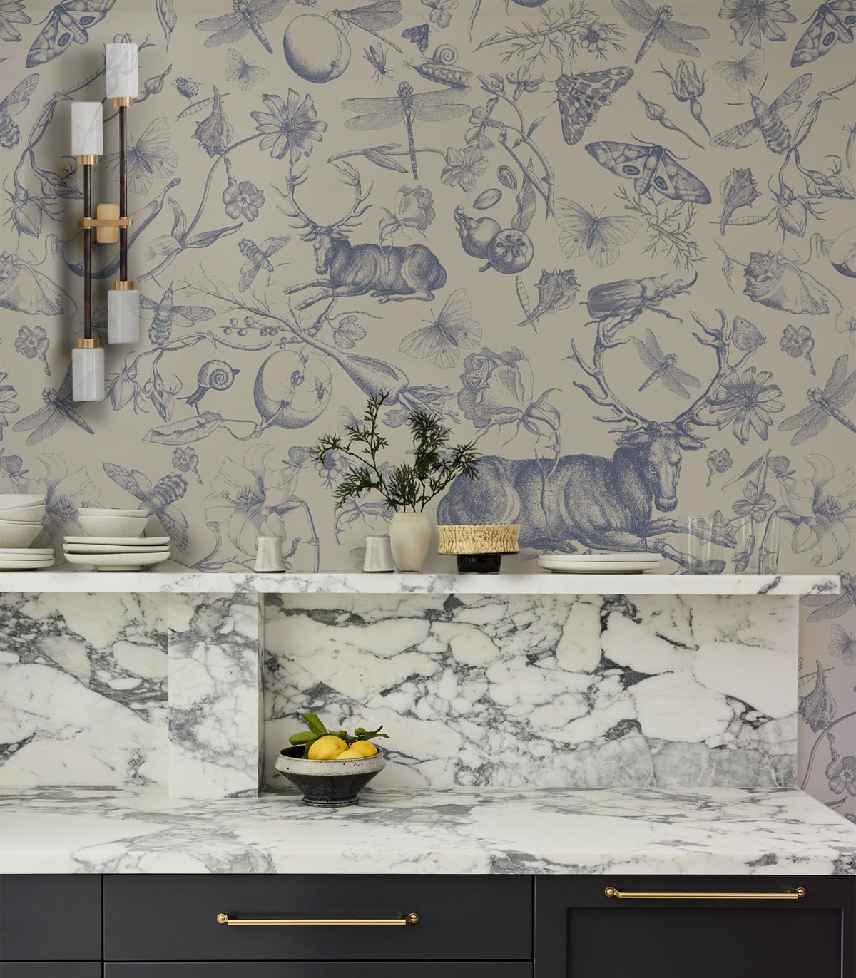 Vintage botanic blue wallpaper - Exclusive Wallpapers → wallcolors.com