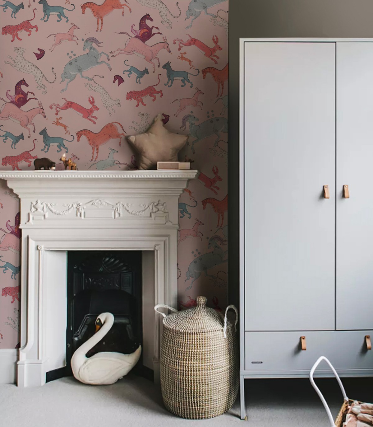 Oriental Animals Light Pink wallpaper - Exclusive Wallpapers → wall...