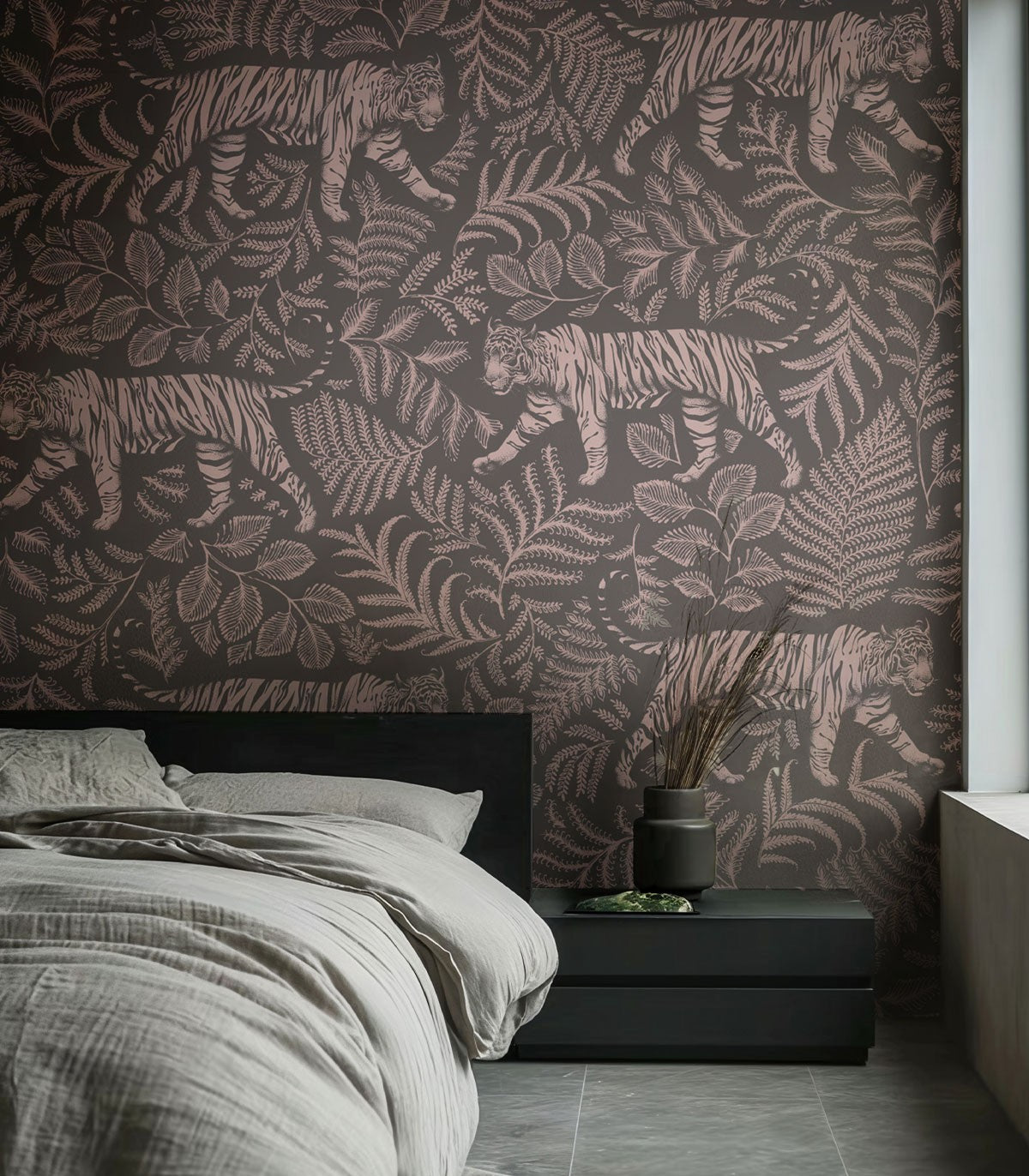 Tapeta Camouflaged Tiger Gray Pink - Ekskluzywne Tapety → wallcolor...